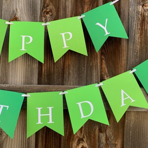 Happy Birthday Banner, Green Birthday Banner, Shades of Green Birthday ...