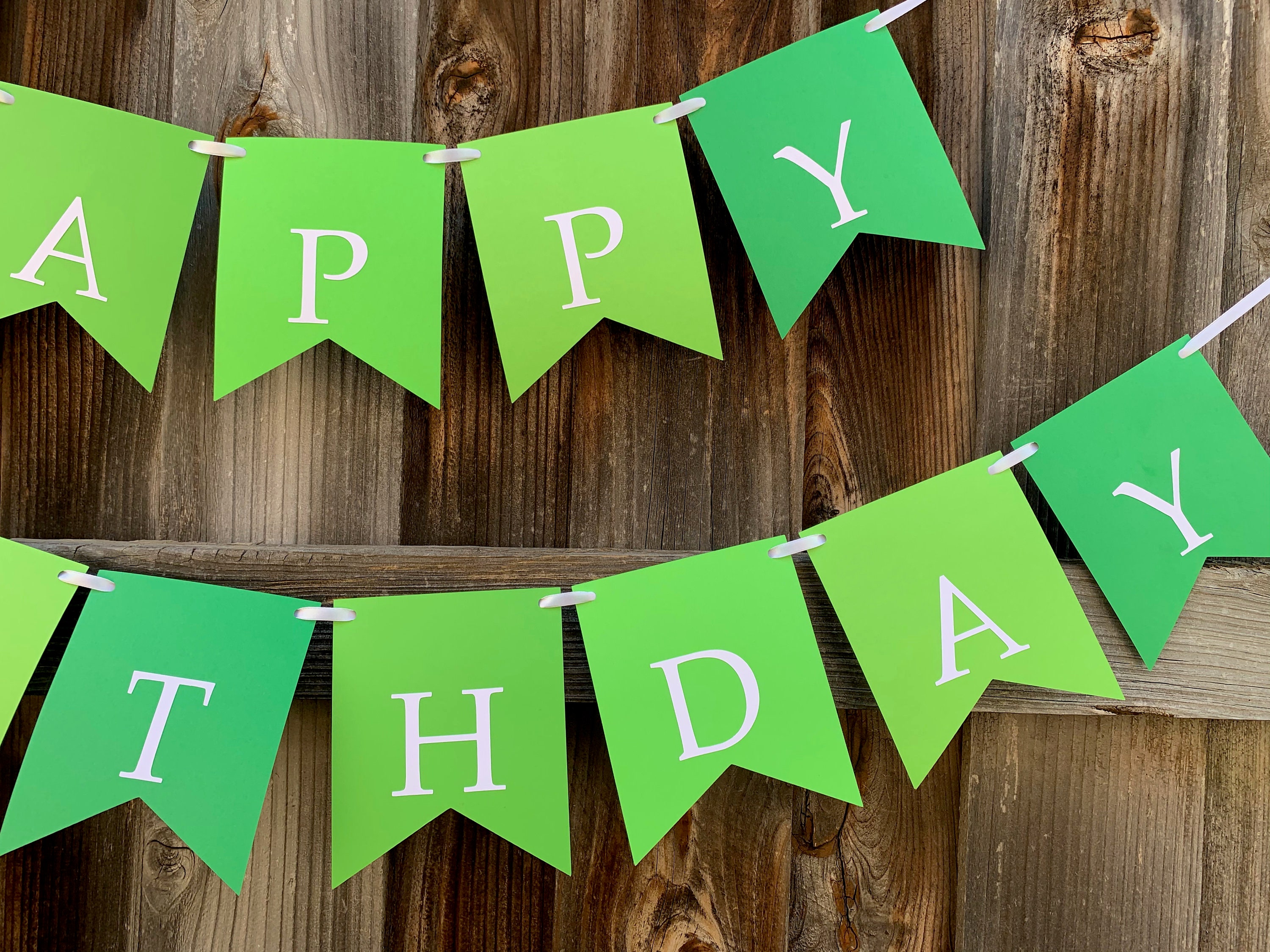 Happy Birthday Banner, Green Birthday Banner, Shades of Green Birthday ...