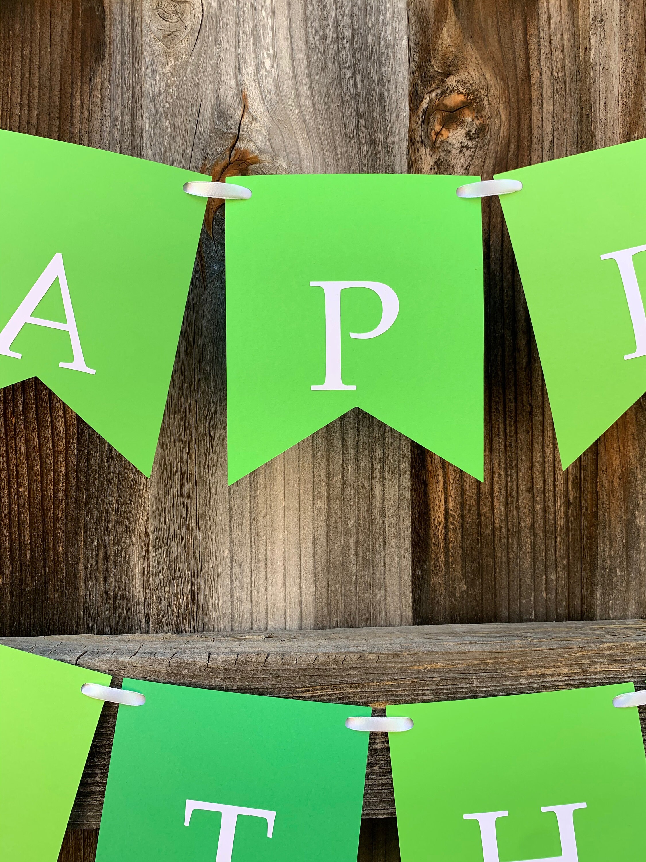 Happy Birthday Banner, Green Birthday Banner, Shades of Green Birthday ...