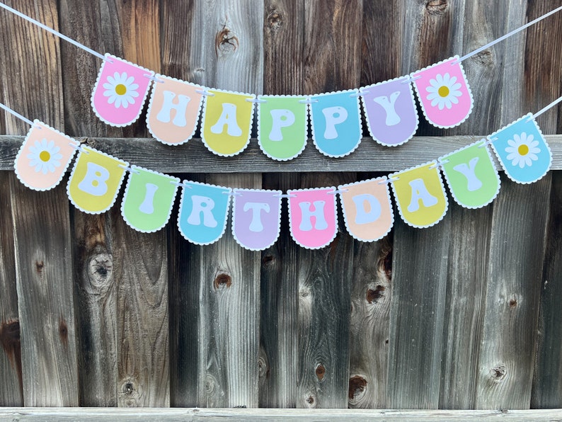 Pastel Birthday Banner Pastel Party Decor Pastel Groovy - Etsy