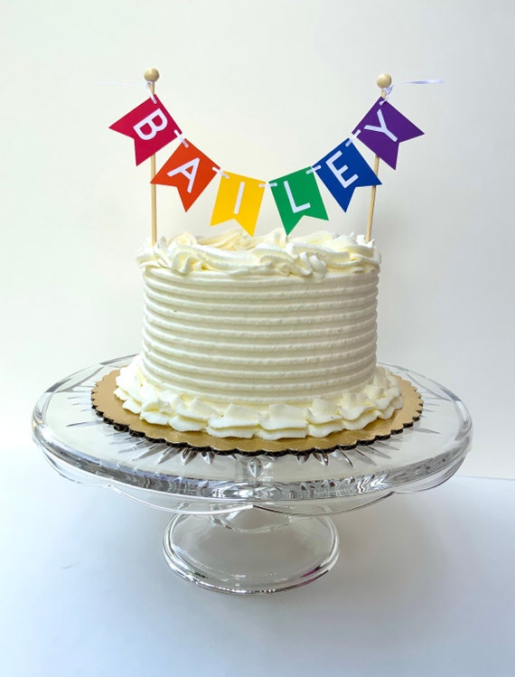 Banner Cake Topper Rainbow Cake Topper Personalized Name - Etsy