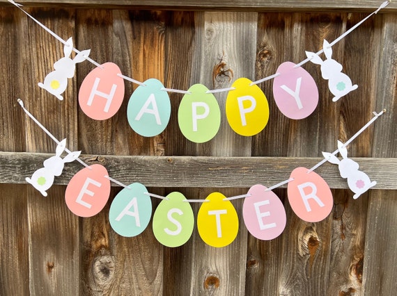 Easter Banner Happy Easter Banner Bunny Easter Banner - Etsy