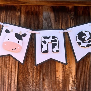 Cow High Chair Banner, Cow ONE Banner, Farm First Birthday, Holy Cow I ...