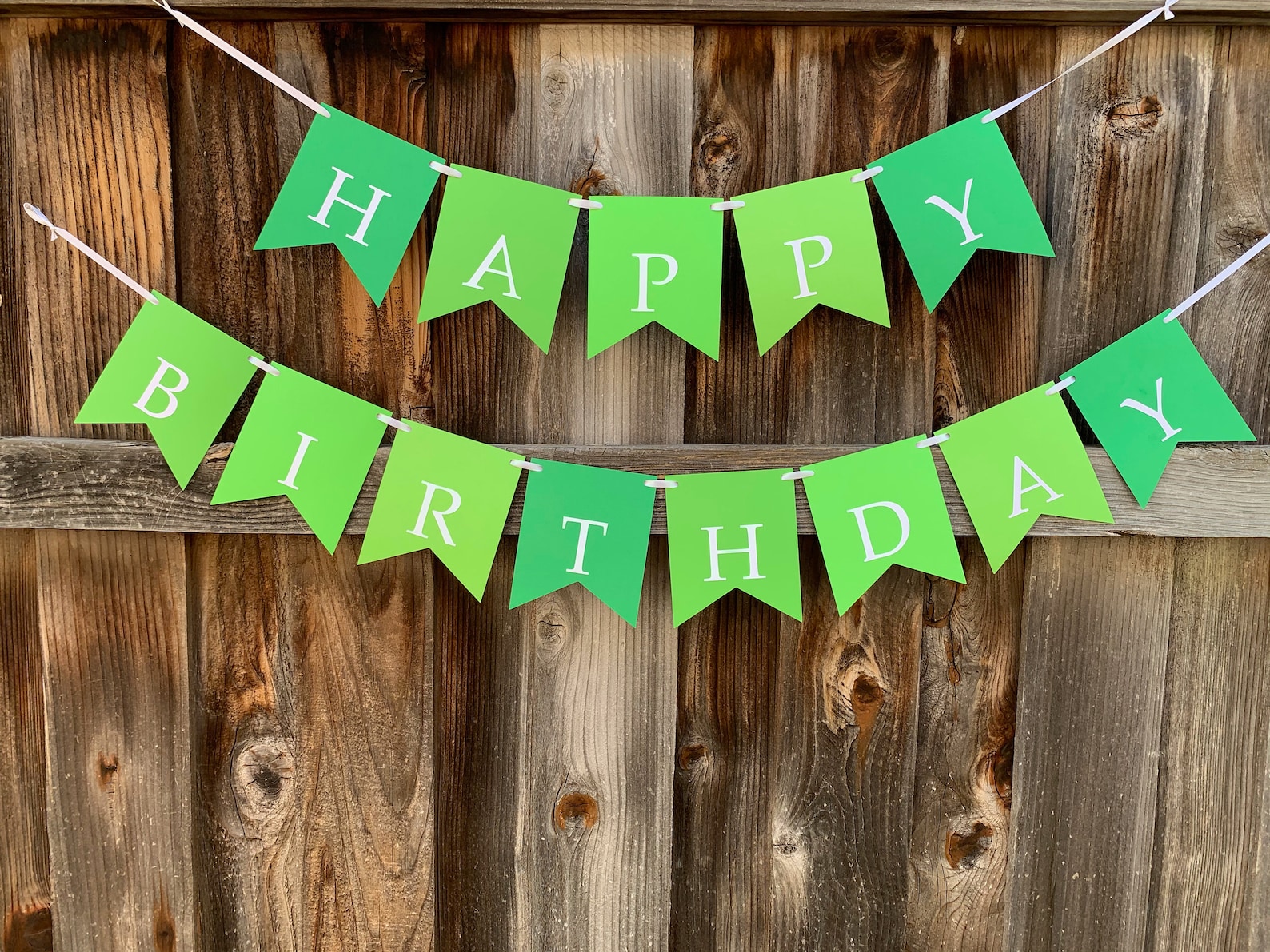 Happy Birthday Banner, Green Birthday Banner, Shades of Green Birthday ...