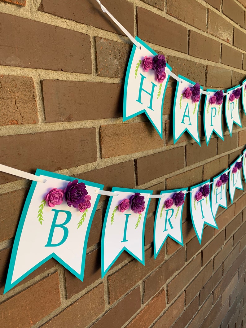 Flower Banner, Floral Birthday Banner, 3D Flower Banner, Paper Flower ...