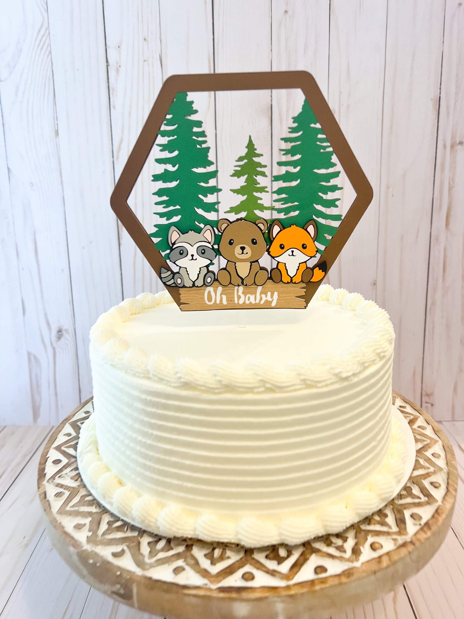 Woodland Cake Topper, Forest Cake Topper, Woodland Baby Shower, Oh Baby ...