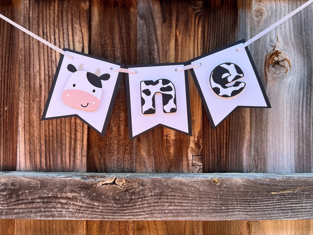Cow High Chair Banner, Cow ONE Banner, Farm First Birthday, Holy Cow I ...
