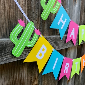 Cactus Birthday Banner, Succulent Birthday Banner, Fiesta Birthday ...