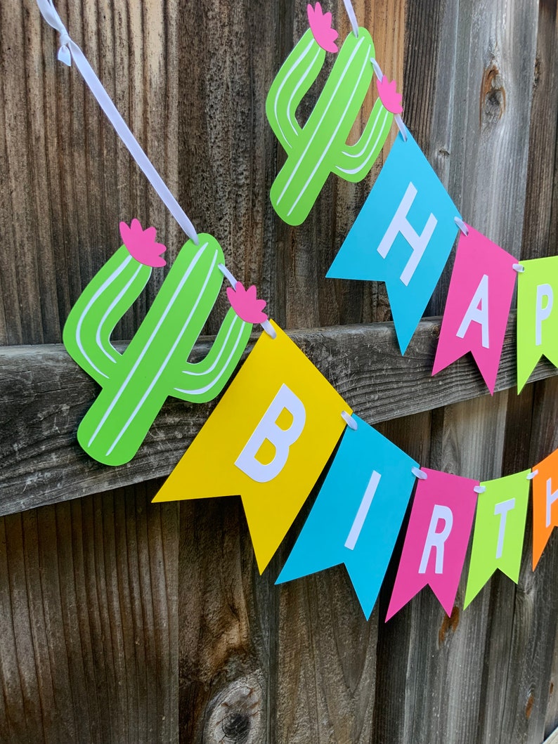 Cactus Birthday Banner Succulent Birthday Banner Fiesta | Etsy