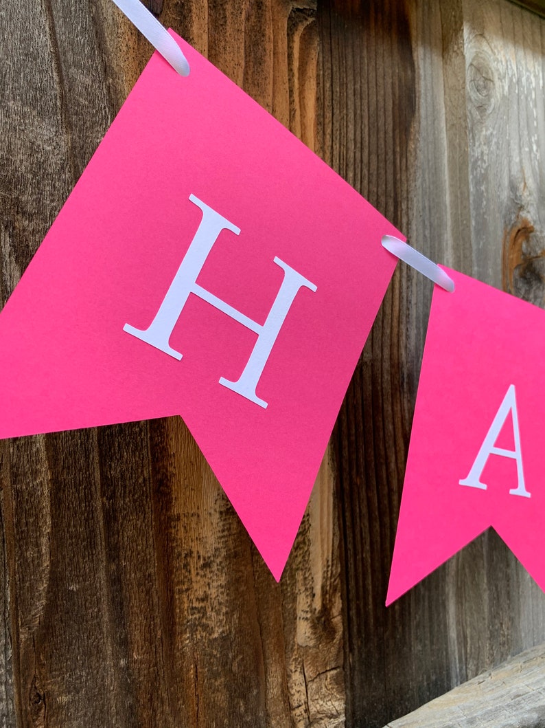 Happy Birthday Banner Pink Birthday Banner Pennant Banner | Etsy