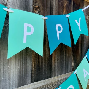 Happy Birthday Banner, Blue Birthday Banner, Shades of Blue Banner ...