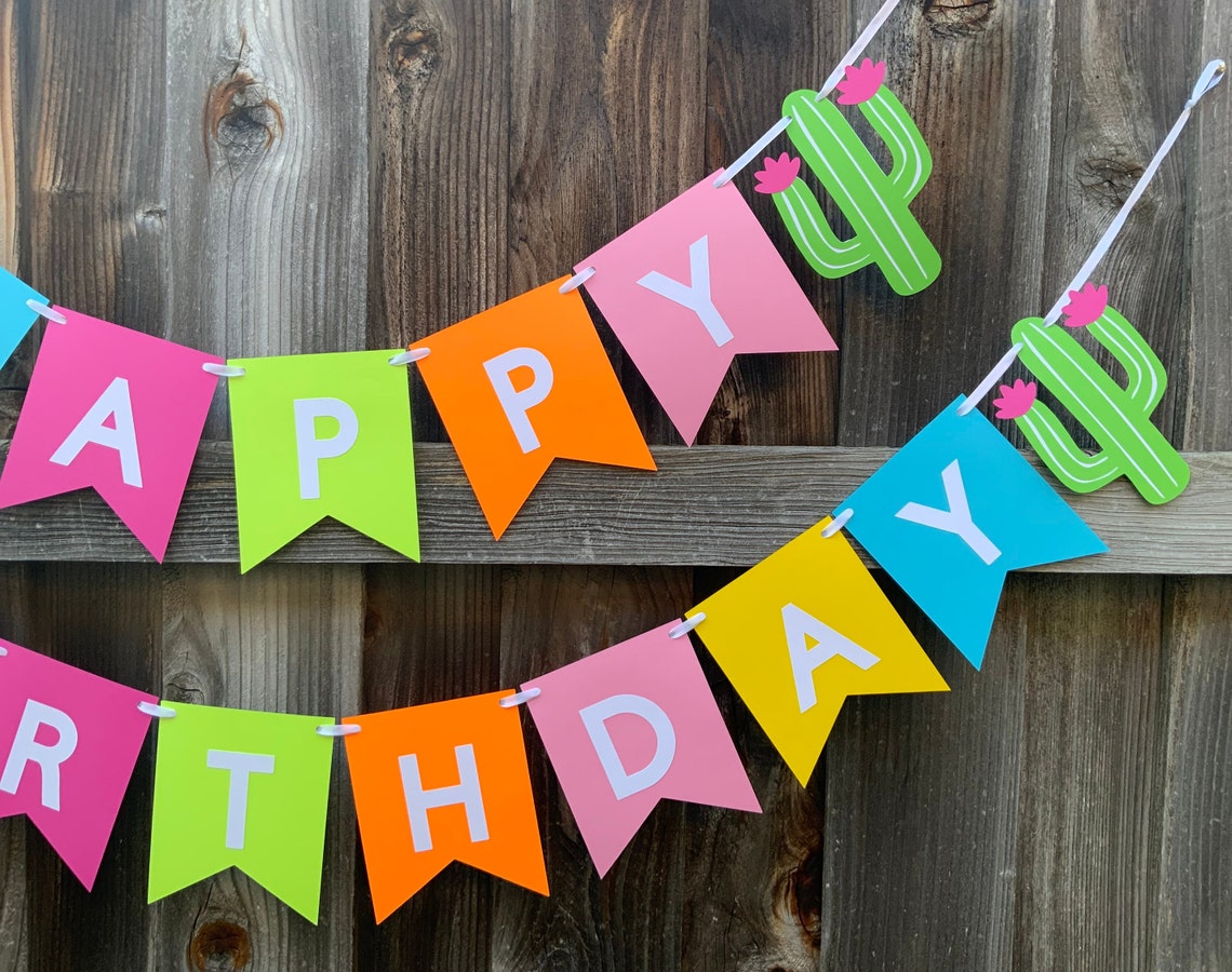 Cactus Birthday Banner Succulent Birthday Banner Fiesta | Etsy