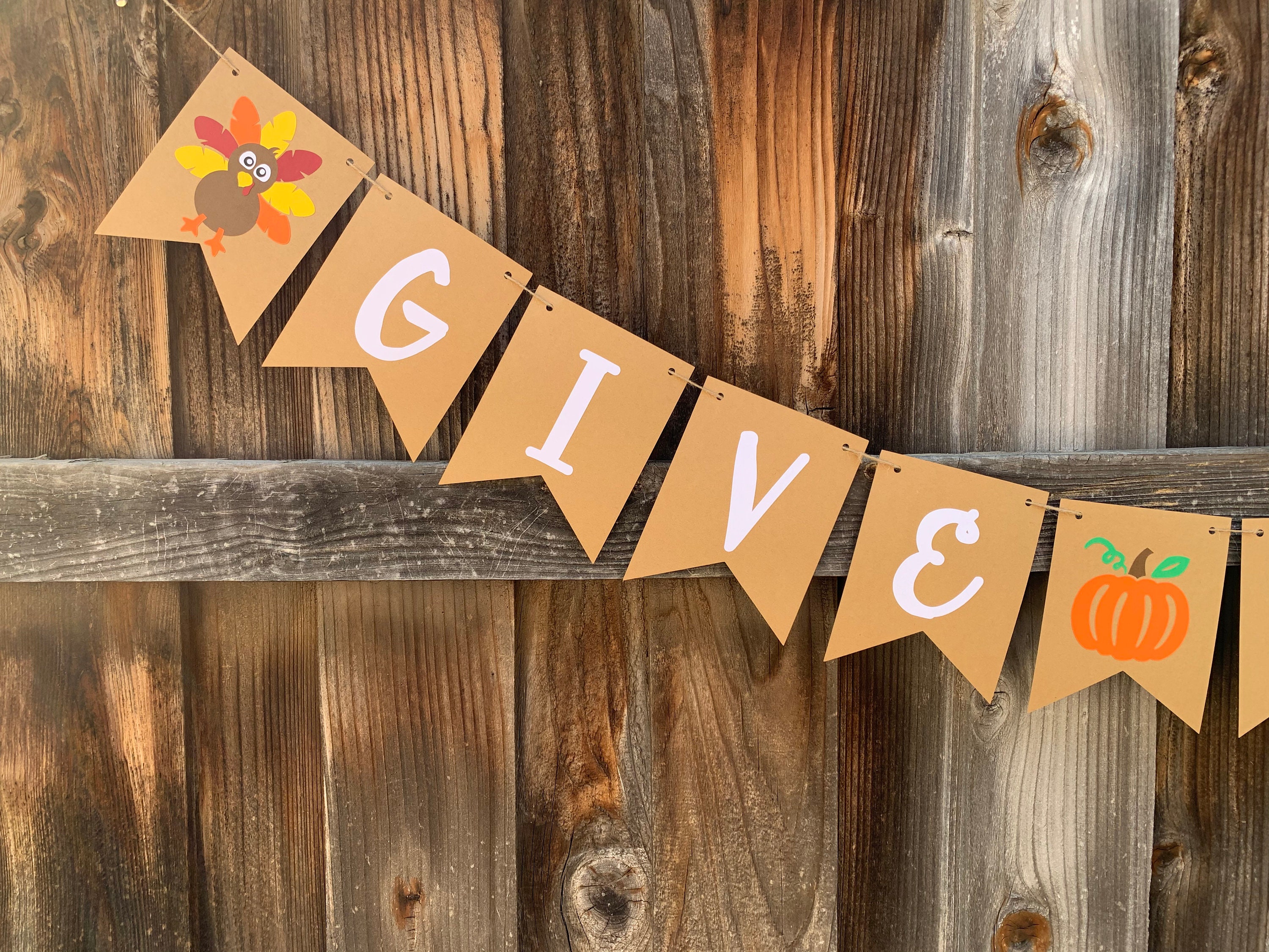Thanksgiving Banner, Give Thanks Banner, Fall Banner, Turkey Banner ...