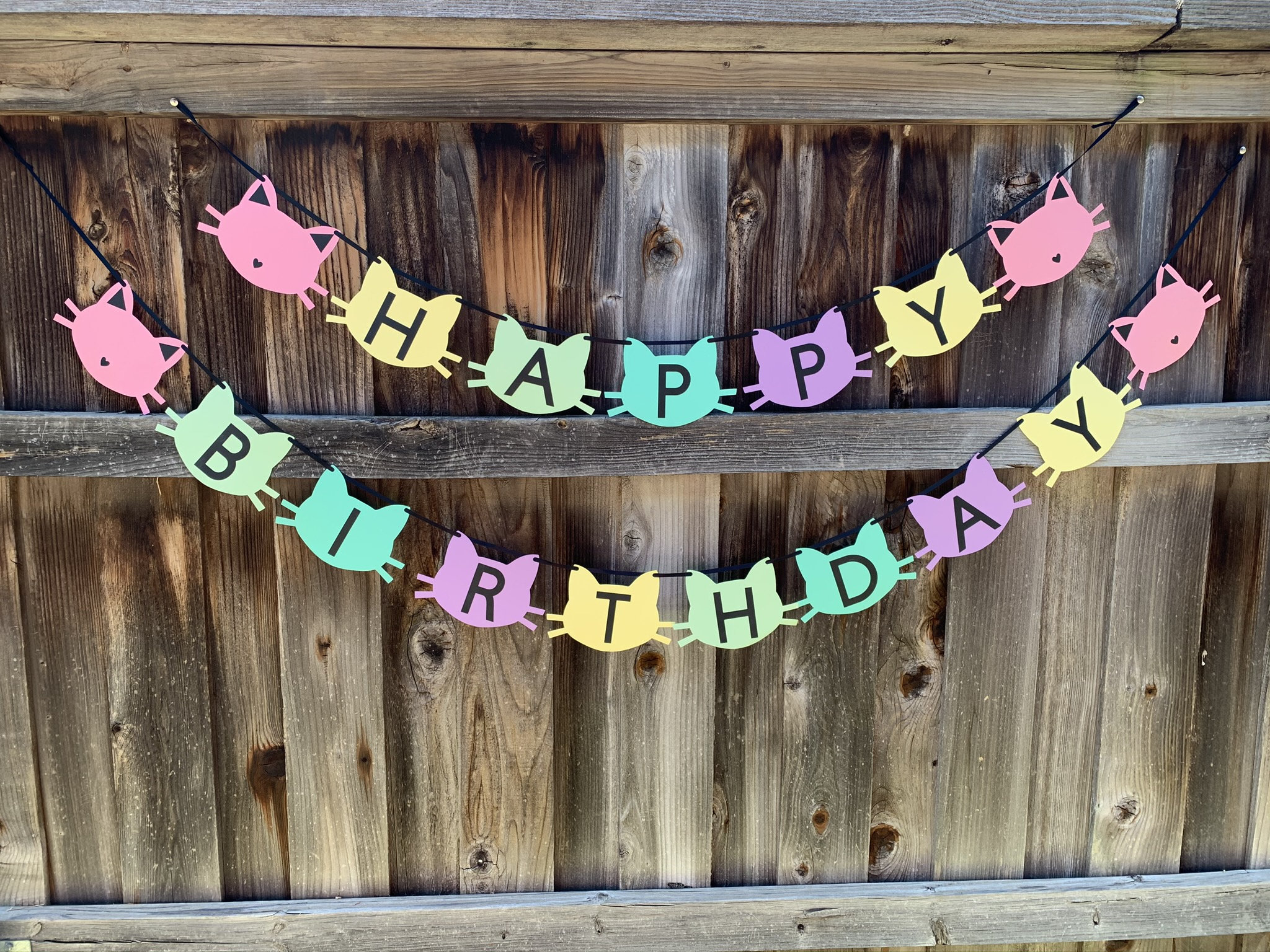 Cat Birthday Banner, Cat Birthday Party, Colorful Birthday Banner, Cat ...