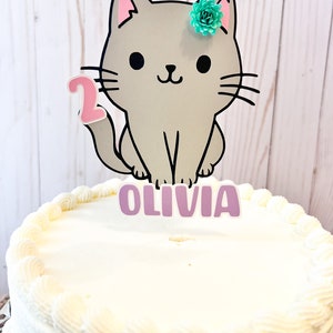 Cat Cake Topper, Kitty Cat Cake Topper, Cat Birthday Decorations, Cat ...
