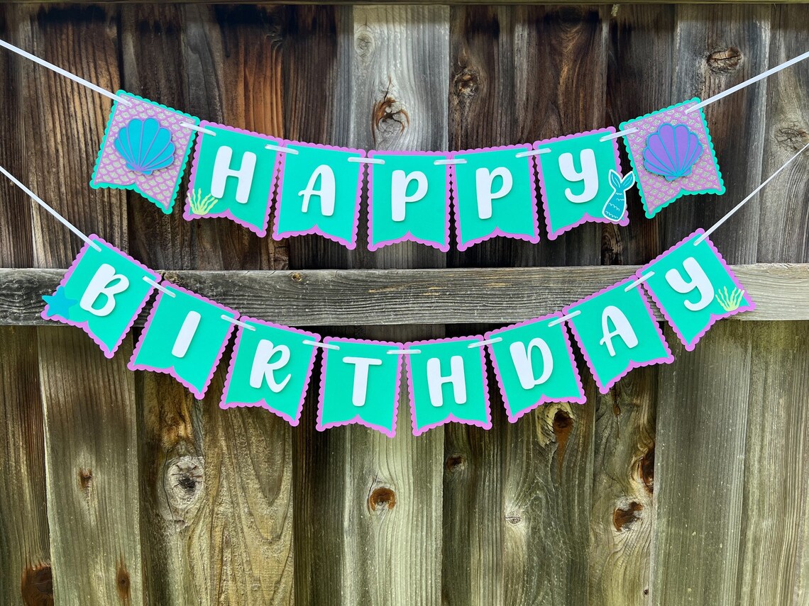 Mermaid Birthday Banner, Mermaid Banner, Mermaid Birthday Decor ...