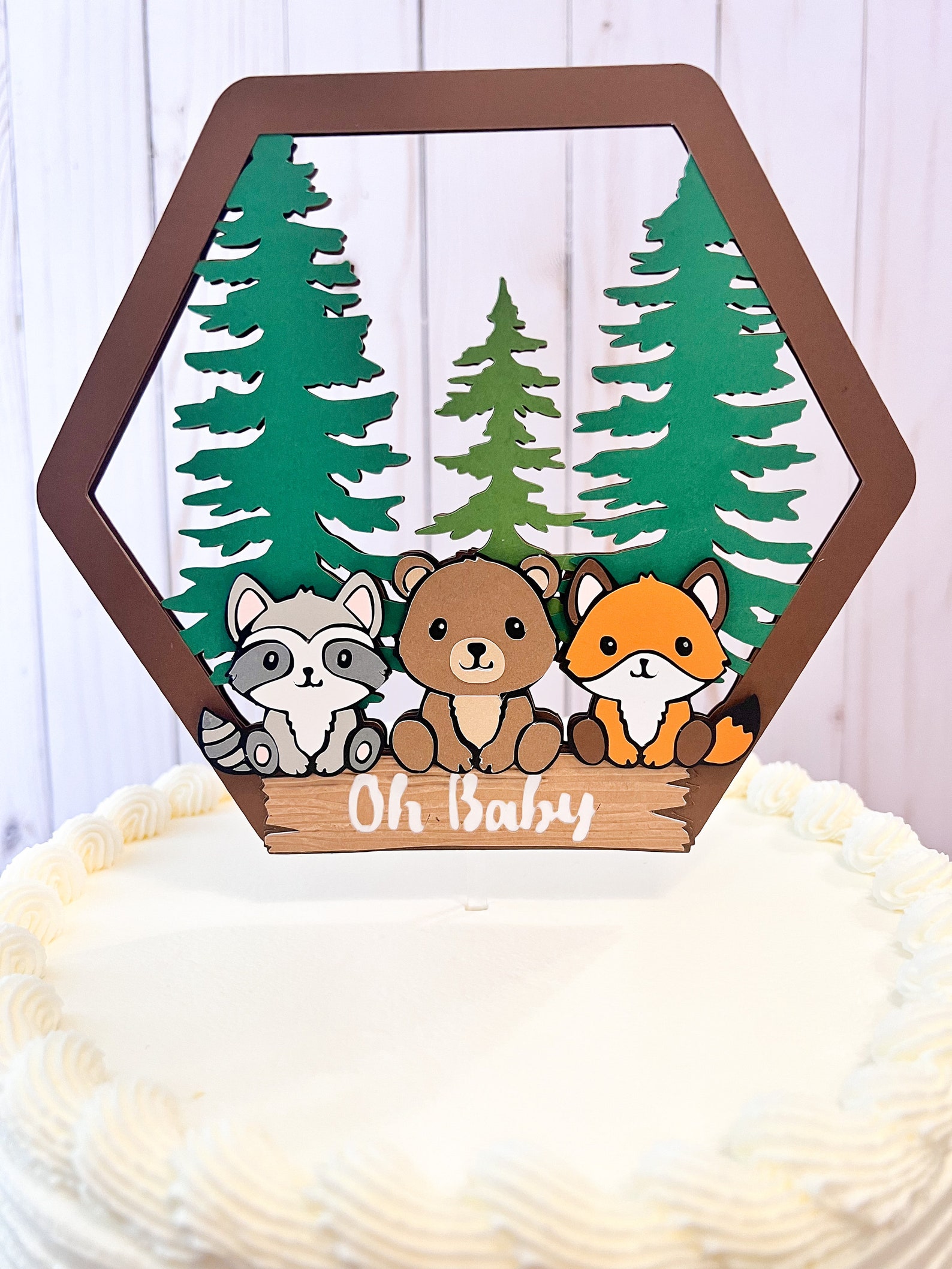 Woodland Cake Topper, Forest Cake Topper, Woodland Baby Shower, Oh Baby ...