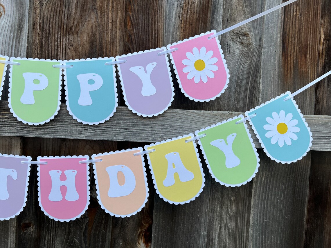 Pastel Birthday Banner Pastel Party Decor Pastel Groovy - Etsy