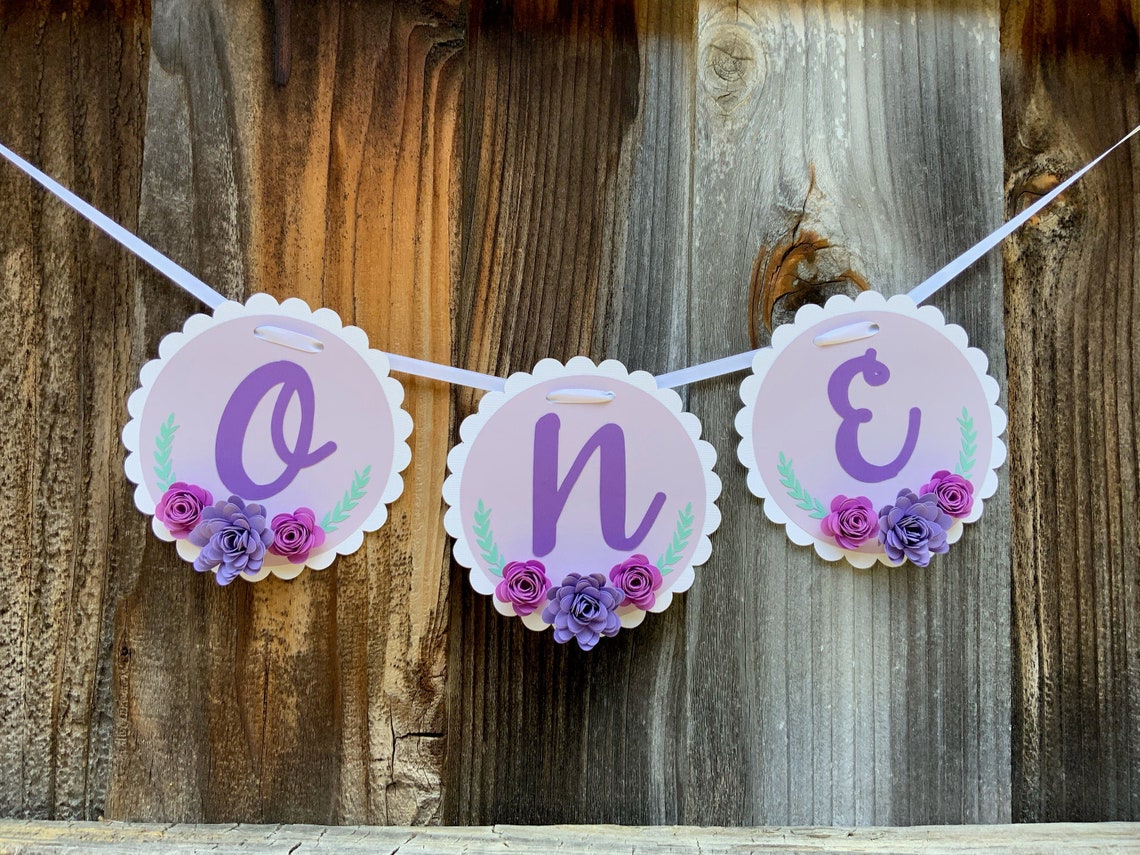 First Birthday Banner 1st Birthday Floral Banner Baby Girl - Etsy