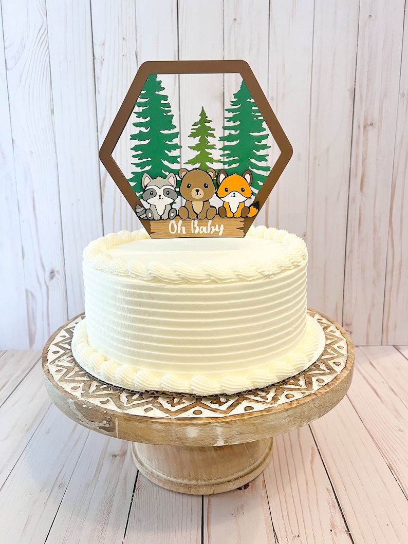 Woodland Cake Topper, Forest Cake Topper, Woodland Baby Shower, Oh Baby ...