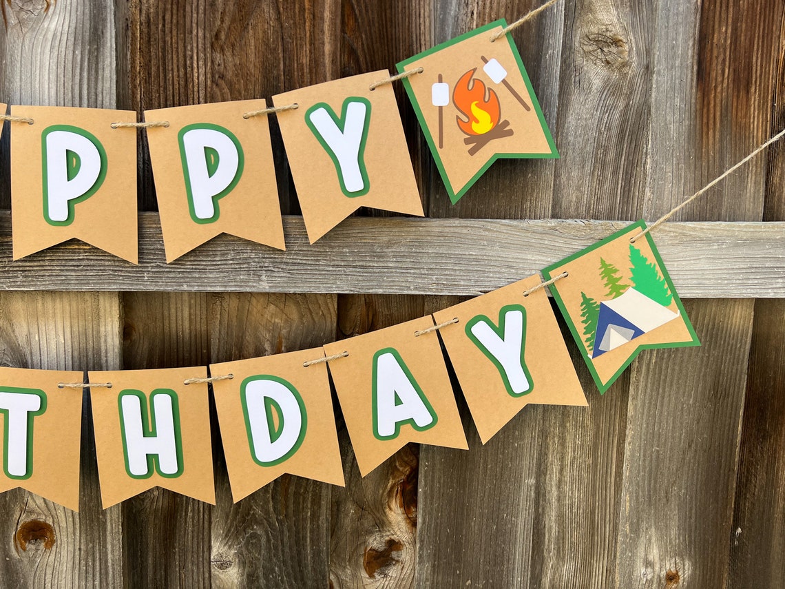 Camping Banner Camping Birthday Banner Camping Birthday - Etsy
