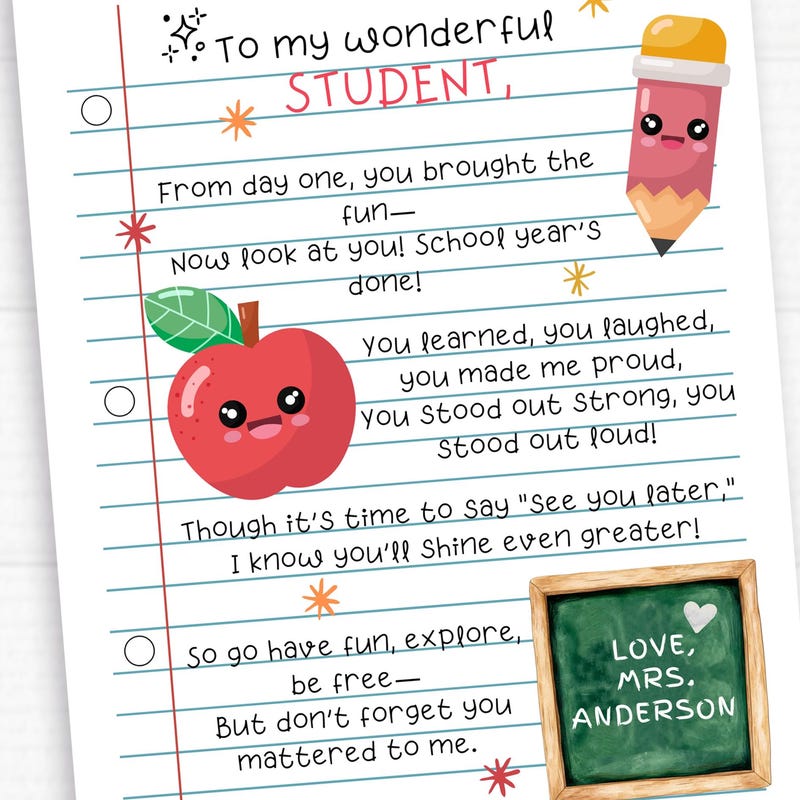 End of Year Letter to Students Preschool - Etsy