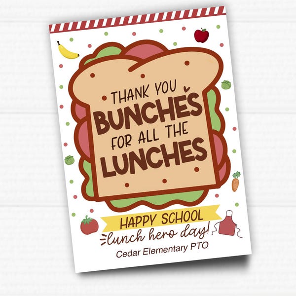 Thank You Cards for Lunch Lady - Etsy
