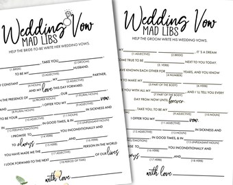 Wedding Vow Mad Libs | Etsy