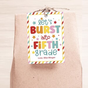 Printable Back to School Star Burst Tag. Editable Tag. Fifth Grade ...