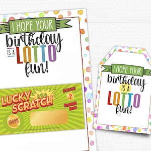 Printable Birthday Lottery Ticket Gift Card and Tag. Hope Your - Etsy