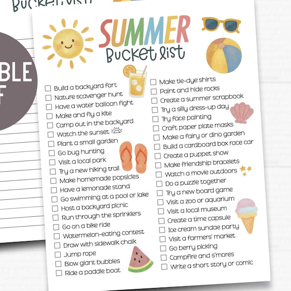 Summer Bucket List - Etsy