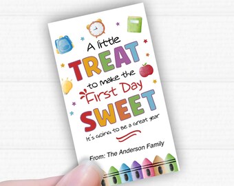 Printable A Little Treat to Make the First Day Sweet Tag - Etsy