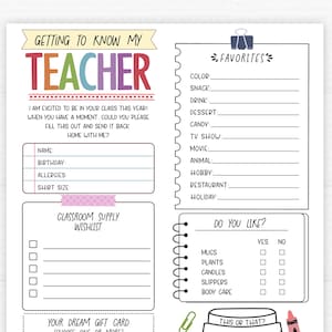 Editable Getting to Know My Teacher Printable | Teacher Favorites ...