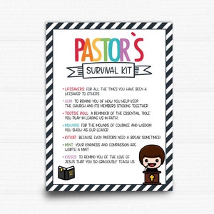 Pastors Survival Kit. Printable Survival Kit. Sunday School. Instant ...