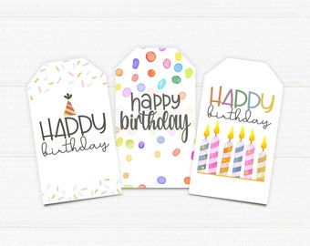 Printable Birthday Tag. Instant Download. Not Editable. Three Different ...