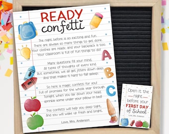 Ready Confetti Night Before School First Day of School Tag Back to ...