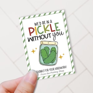 Printable Pickle Favor Tags. Staff, Employee Appreciation Tag. Thank ...