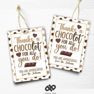 Teacher, Staff Appreciation Favor Tags. Chocolate Favor Printable Tag ...