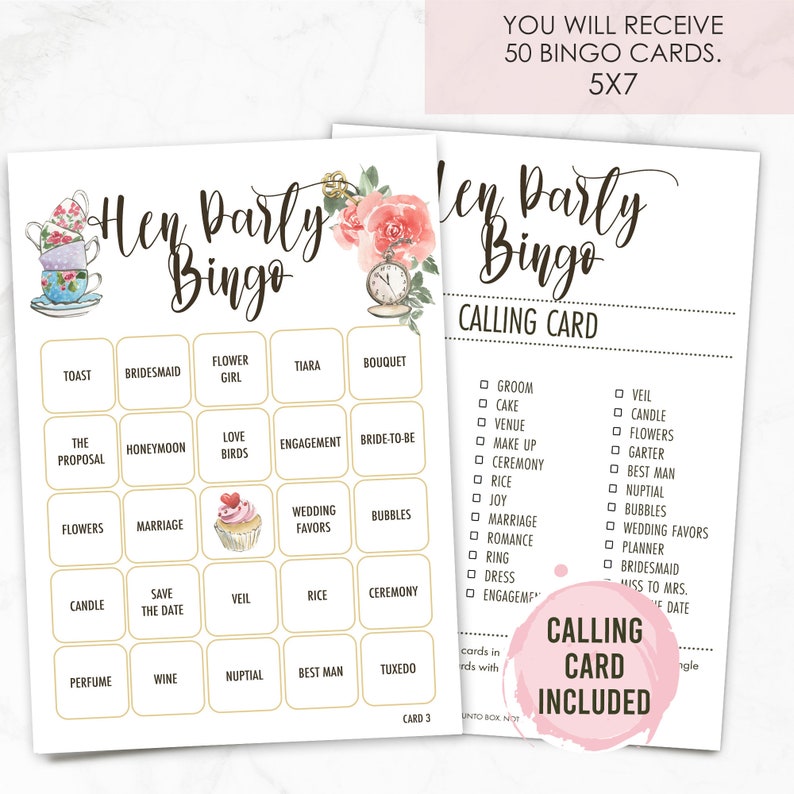 Hen Party Game. Printable Hen Party Bingo 50 Cards Calling | Etsy