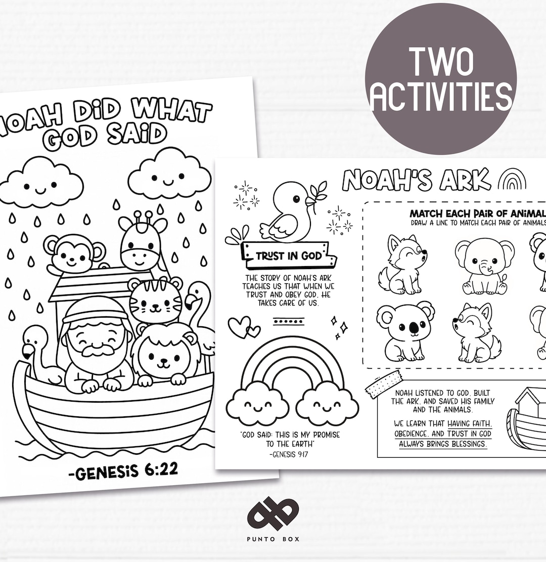 Noah’s Ark Coloring and Activity Pack | Bible Lesson: Faith, Obedience ...