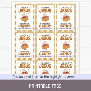 Printable Religious Halloween Tag. the Love of Jesus is Sweeter Than ...