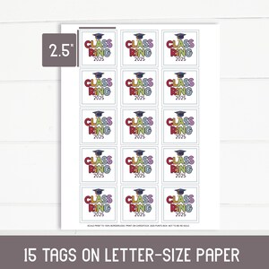 Class Ring Pop Favor Tags and Stickers | Kindergarten and Fifth Grade ...