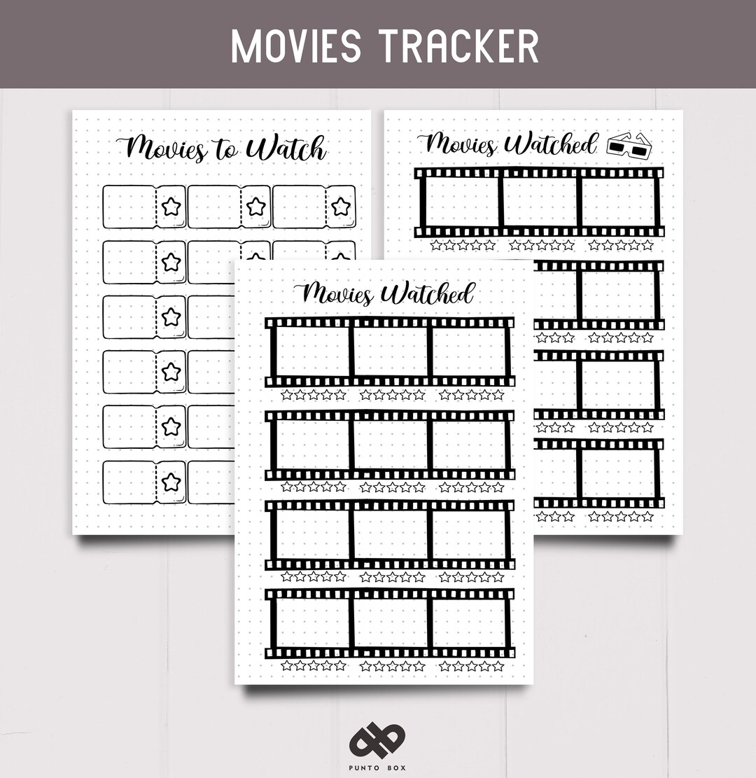 Printable Movie Tracker. Movies to Watch. A5 Bullet Journal Page. 2 ...