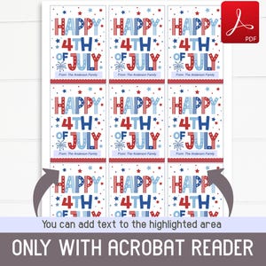 Printable 4th of July Gift Tag | Happy Independence Day Tag | Patriotic ...