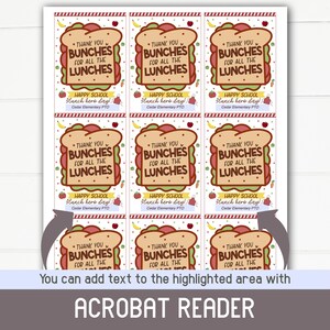 Printable School Lunch Hero Day Tag | Thank You Bunches for All the ...