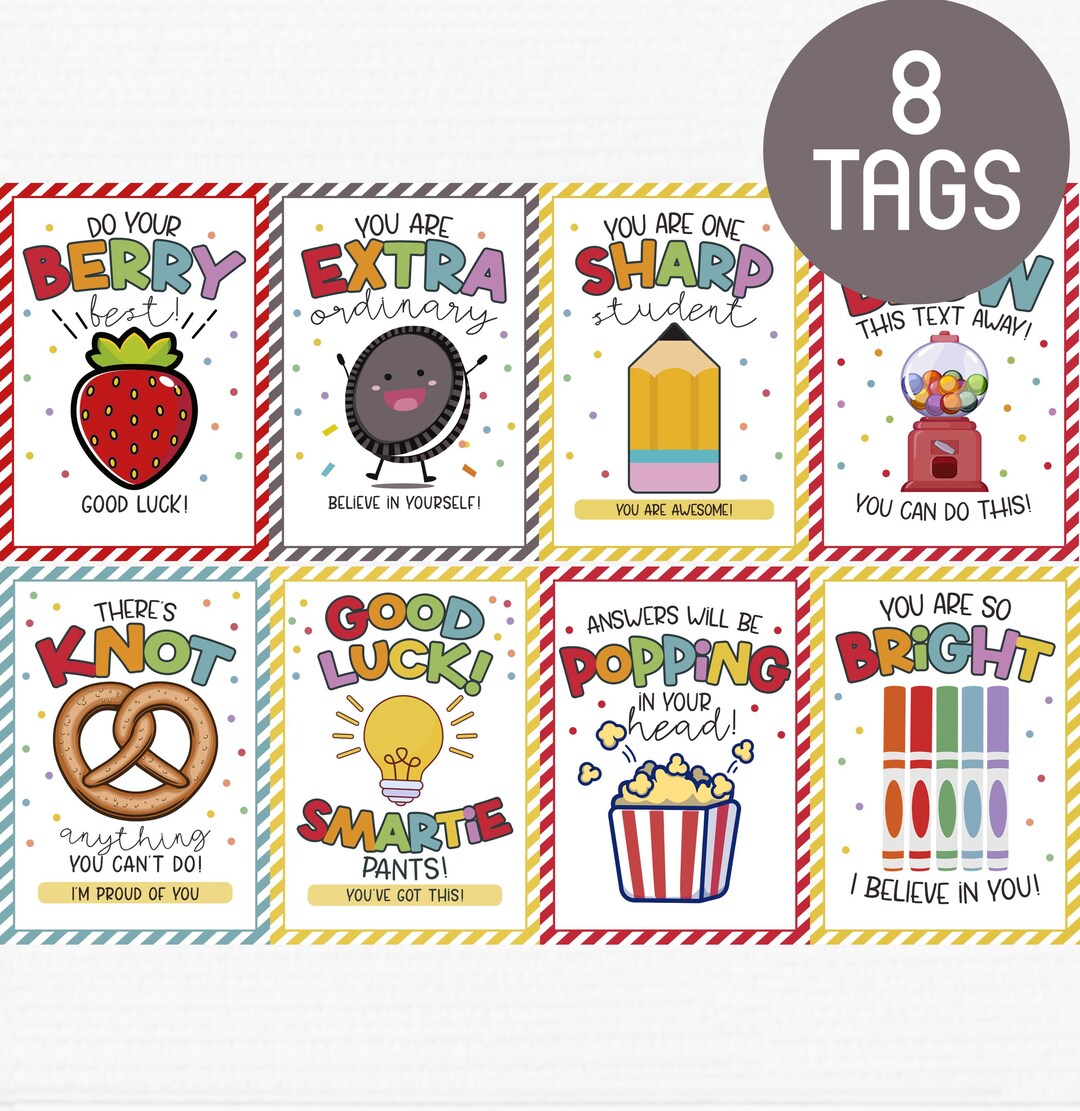 Testing Encouragement Tags | Printable Student Motivational Gift Tags ...