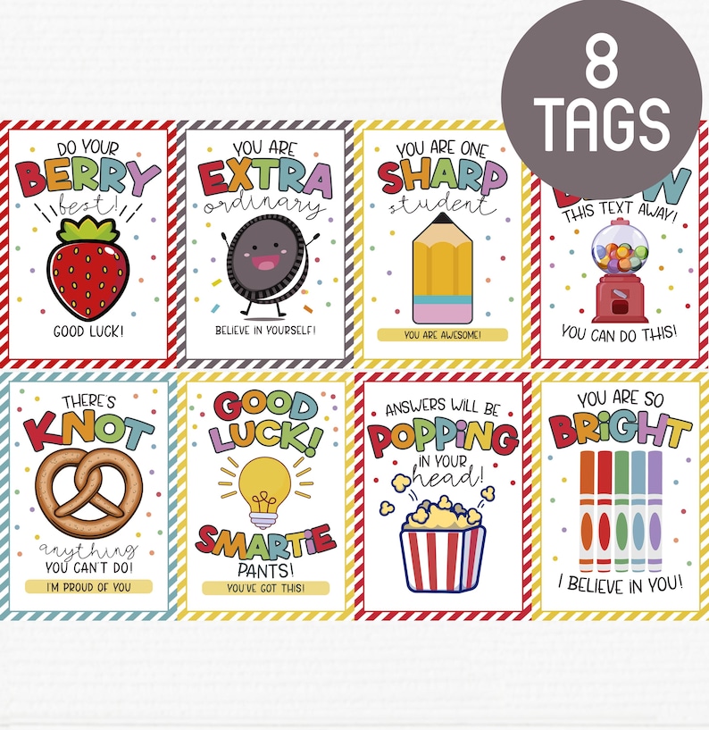 Testing Encouragement Tags | Printable Student Motivational Gift Tags ...