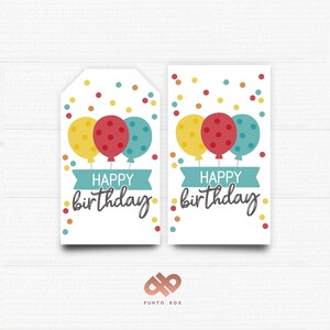 Printable Birthday Tag. Instant Download. Not Editable. Balloons. Happy ...