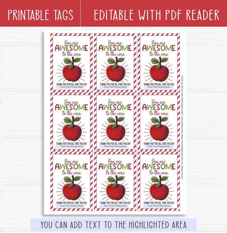 Printable Staff Favor Tag. You Are Awesome to the Core. Teacher ...