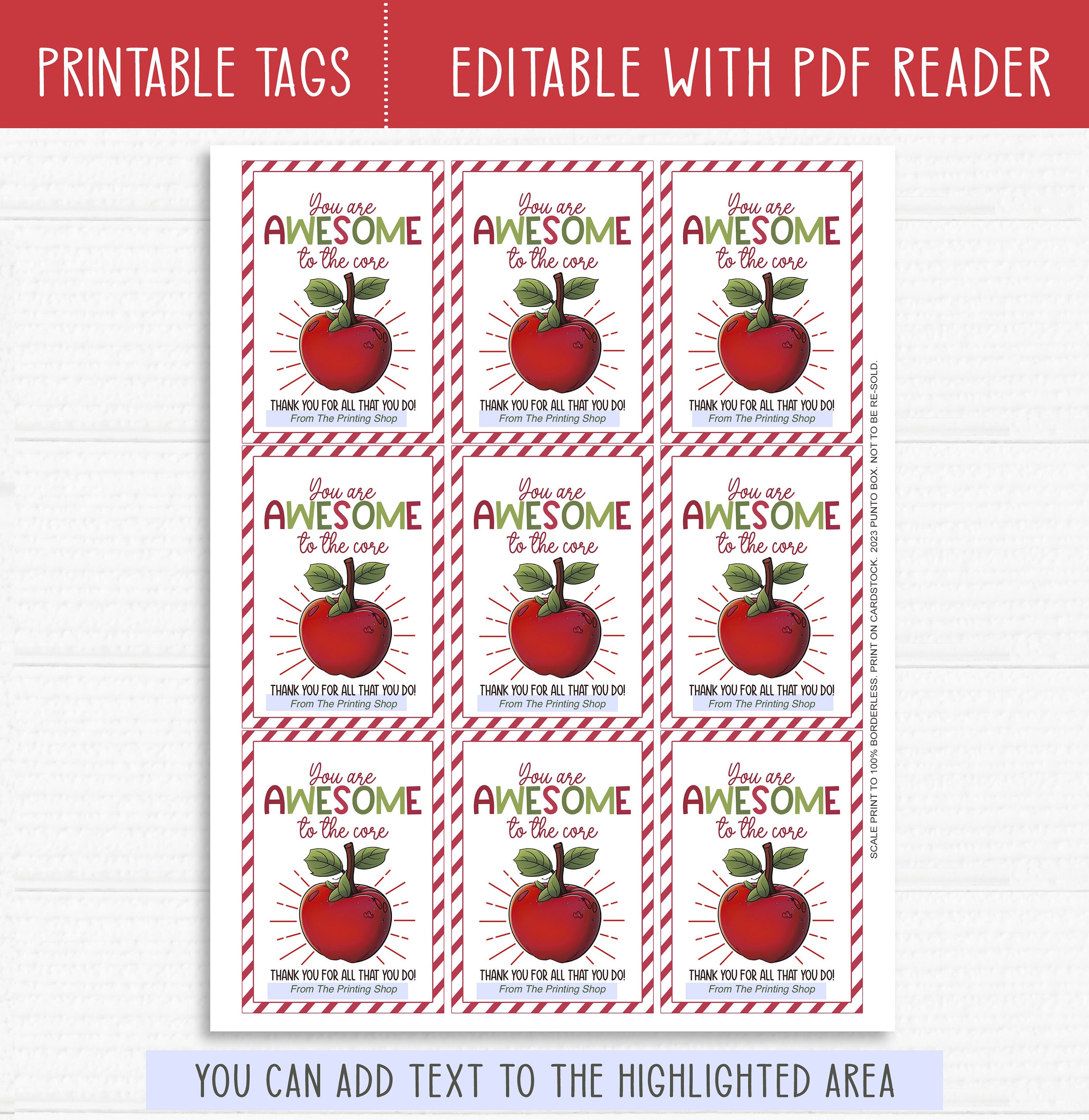 Printable Staff Favor Tag. You Are Awesome to the Core. Teacher ...